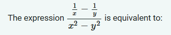 Solved The expression 1x-1yx2-y2 ﻿is equivalent to: | Chegg.com