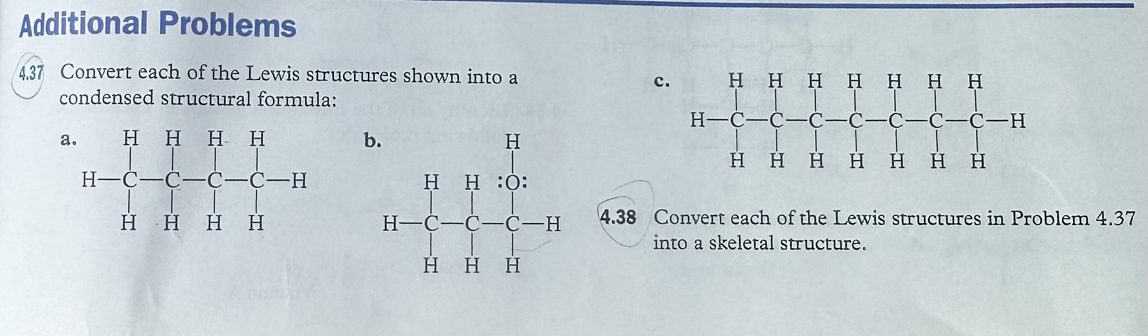 Solved Convert each of the Lewis structures in Problem 4.37 | Chegg.com