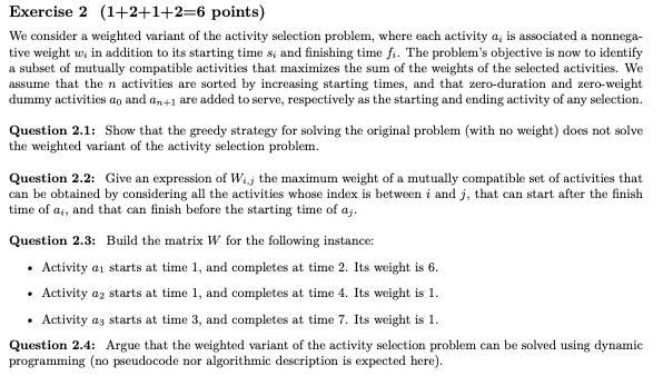 Solved Exercise 2(1+2+1+2=6 points ) We consider a weighted | Chegg.com