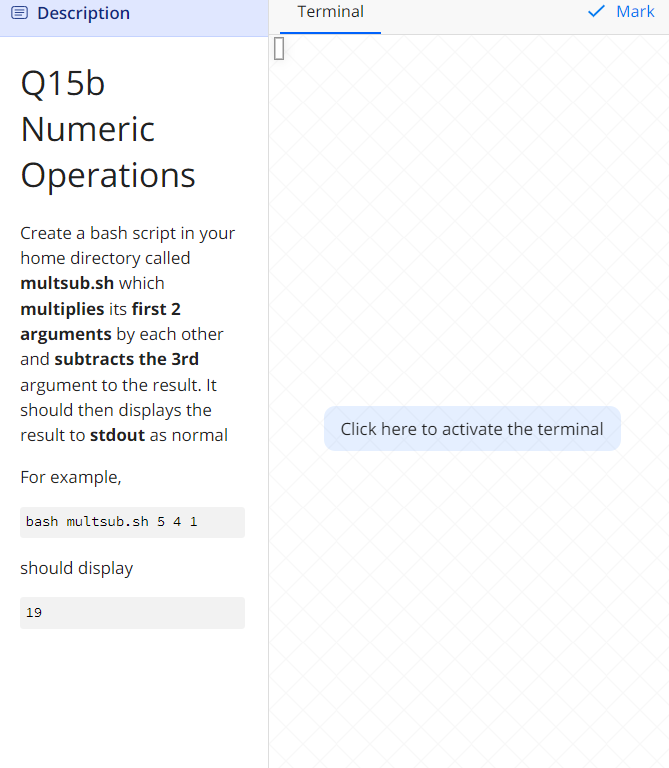 Solved Description Terminal Mark i Q15b Numeric Operations | Chegg.com