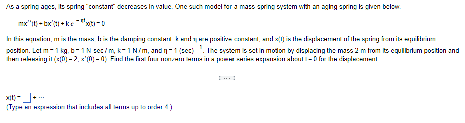 Solved As a spring ages, its spring "constant" decreases in | Chegg.com