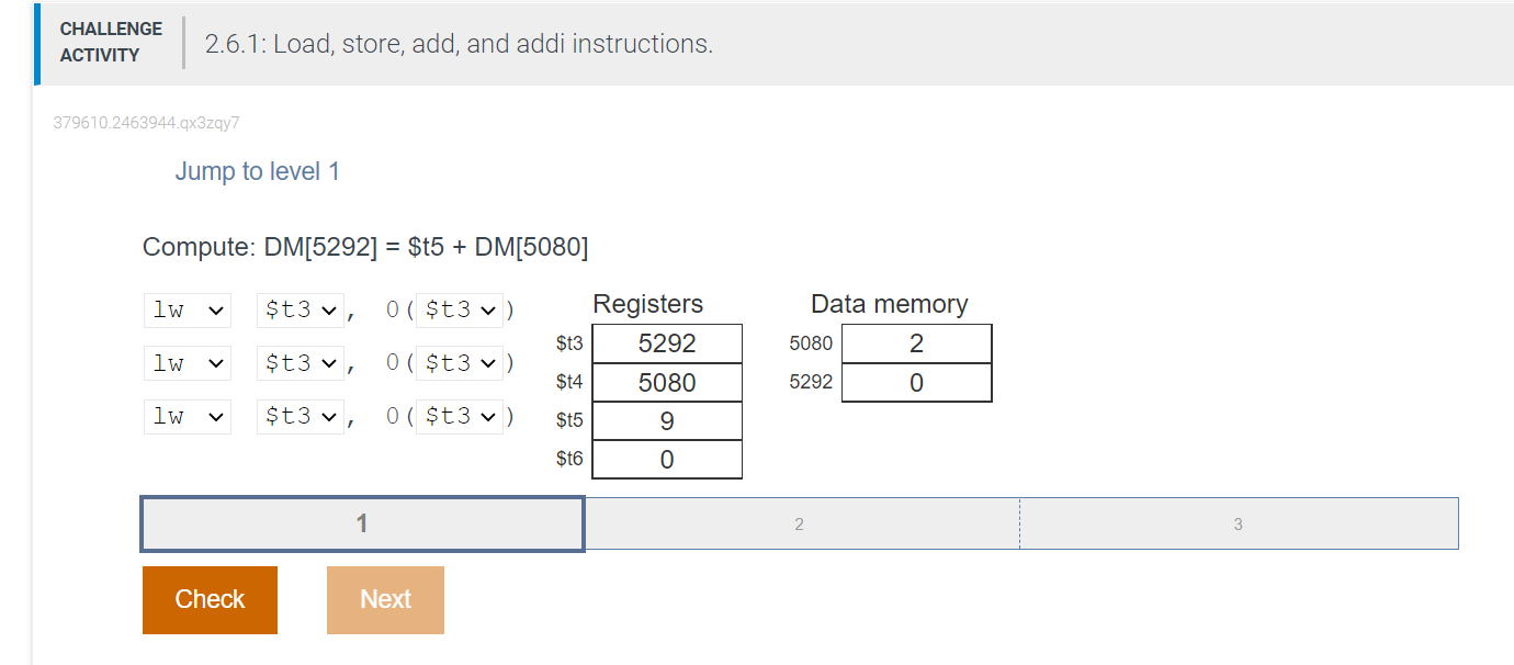 Solved CHALLENGE ACTIVITY 2.6.1: Load, store, add, and addi | Chegg.com