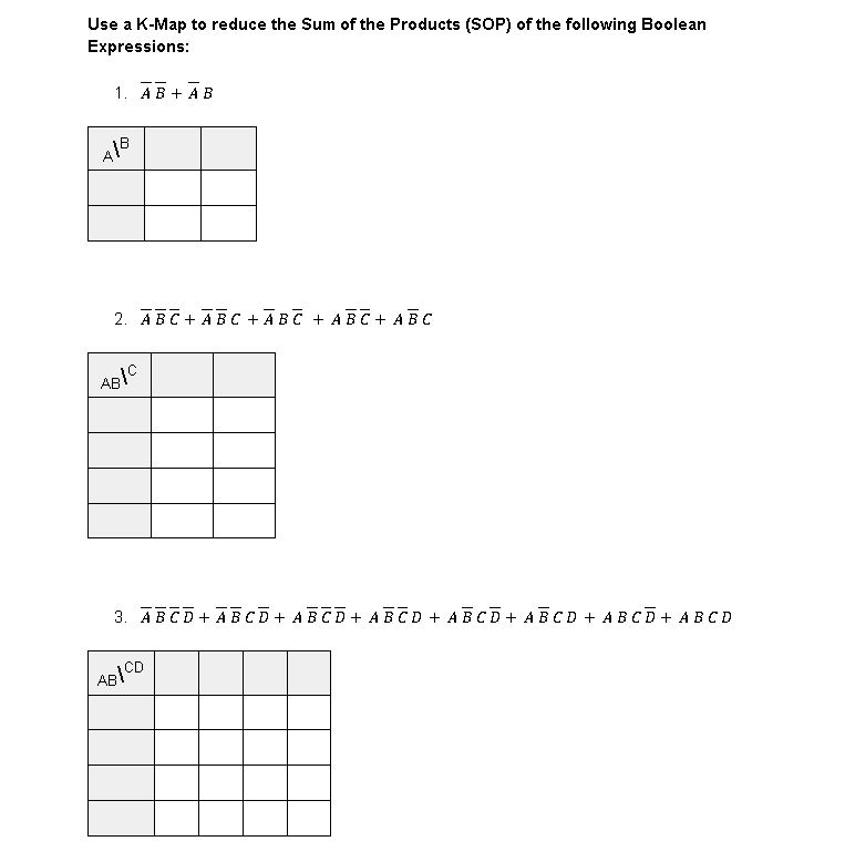 Solved Use a K-Map to reduce the Sum of the Products (SOP) | Chegg.com