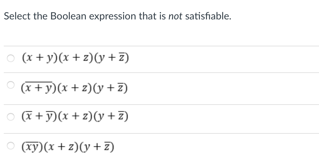 Solved Select the Boolean expression that is not | Chegg.com