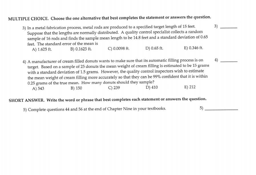Solved 3) MULTIPLE CHOICE. Choose the one alternative that | Chegg.com