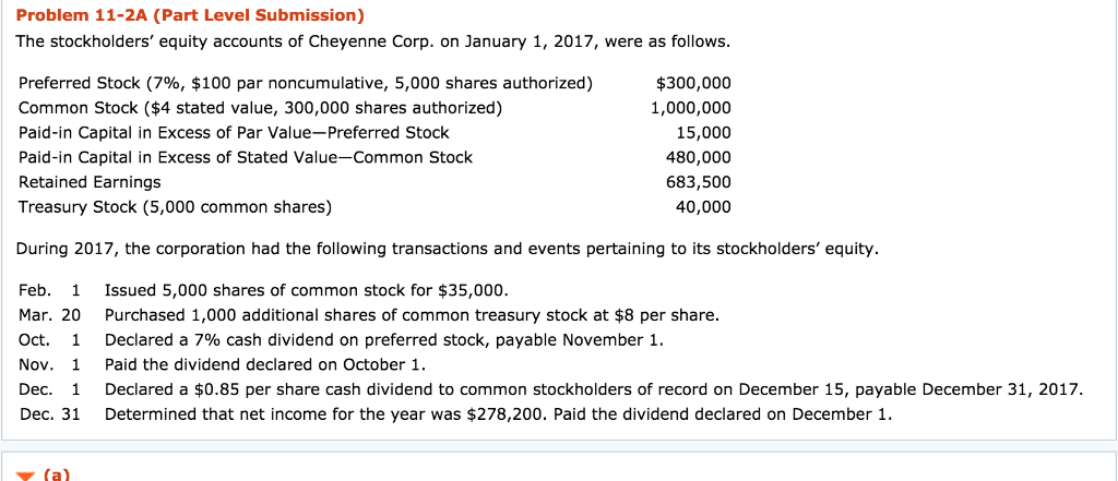 Solved Problem 11-2A (Part Level Submission) The | Chegg.com