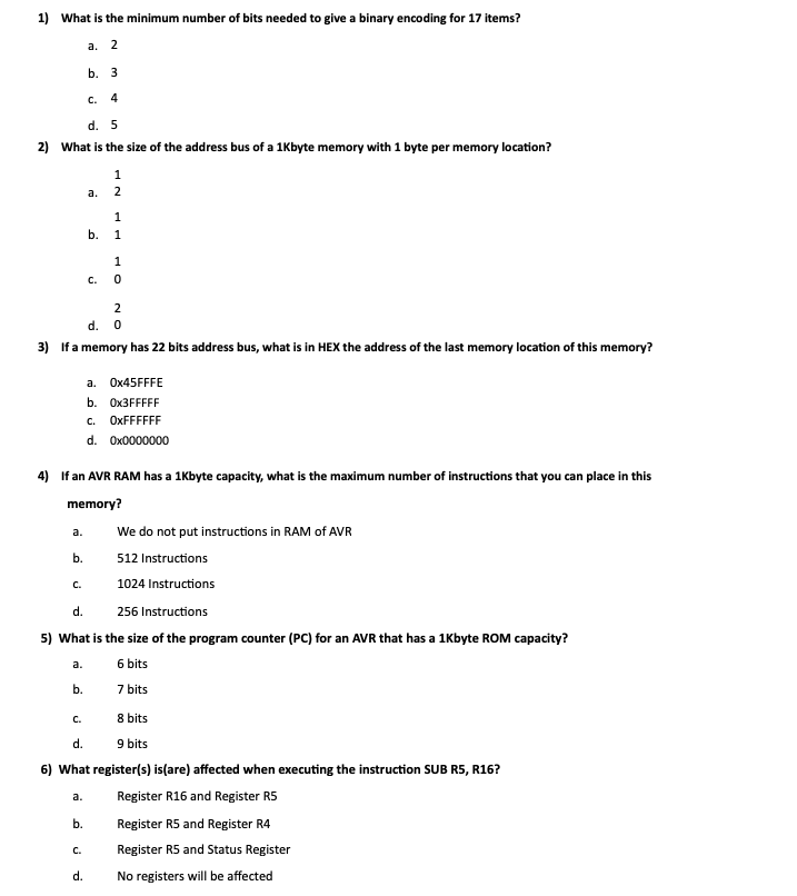 Solved 1) What is the minimum number of bits needed to give | Chegg.com