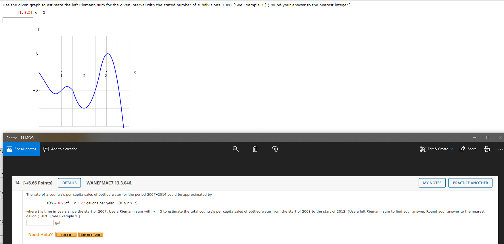 Solved Use the given graph to estimate the left Riemann sum | Chegg.com