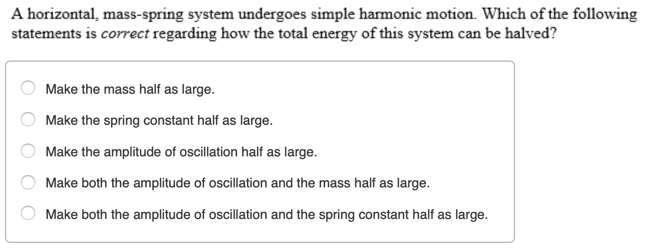 Solved A horizontal, mass-spring system undergoes simple | Chegg.com