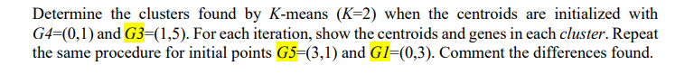Consider the following expression matrix (table on | Chegg.com