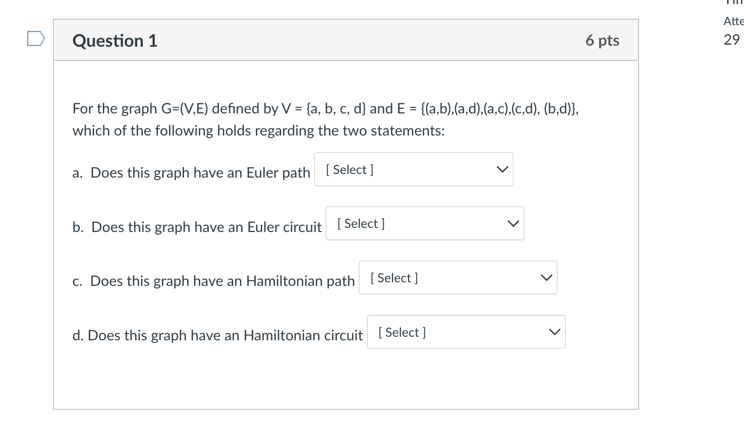 Solved For the graph G=(V,E) defined by V={a,b,c,d} and | Chegg.com