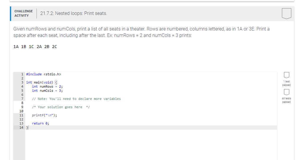 Solved L2 Nested Loops Print Seats Challenge 2172 Nested 