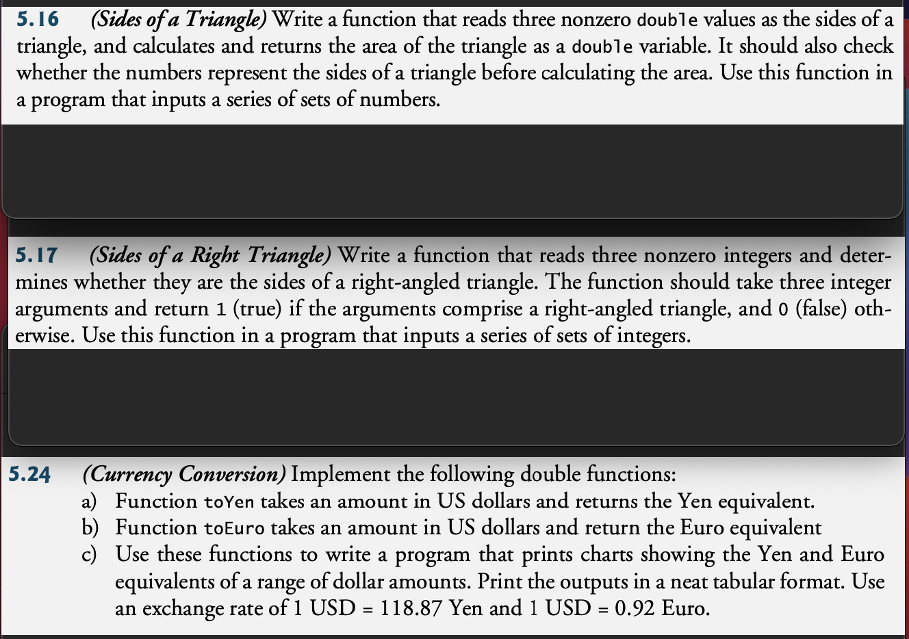 Solved 5.16 (Sides of a Triangle) Write a function that | Chegg.com
