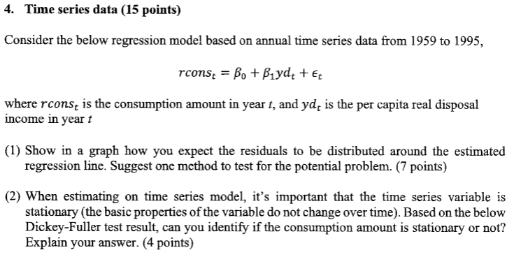 Solved 4. Time series data (15 points) Consider the below | Chegg.com