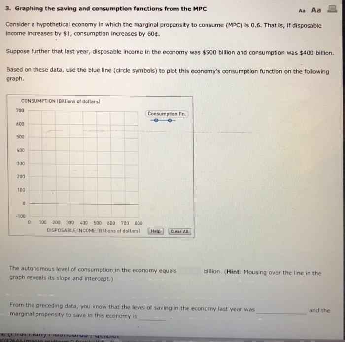 Solved 3. Graphing the saving and consumption functions from | Chegg.com