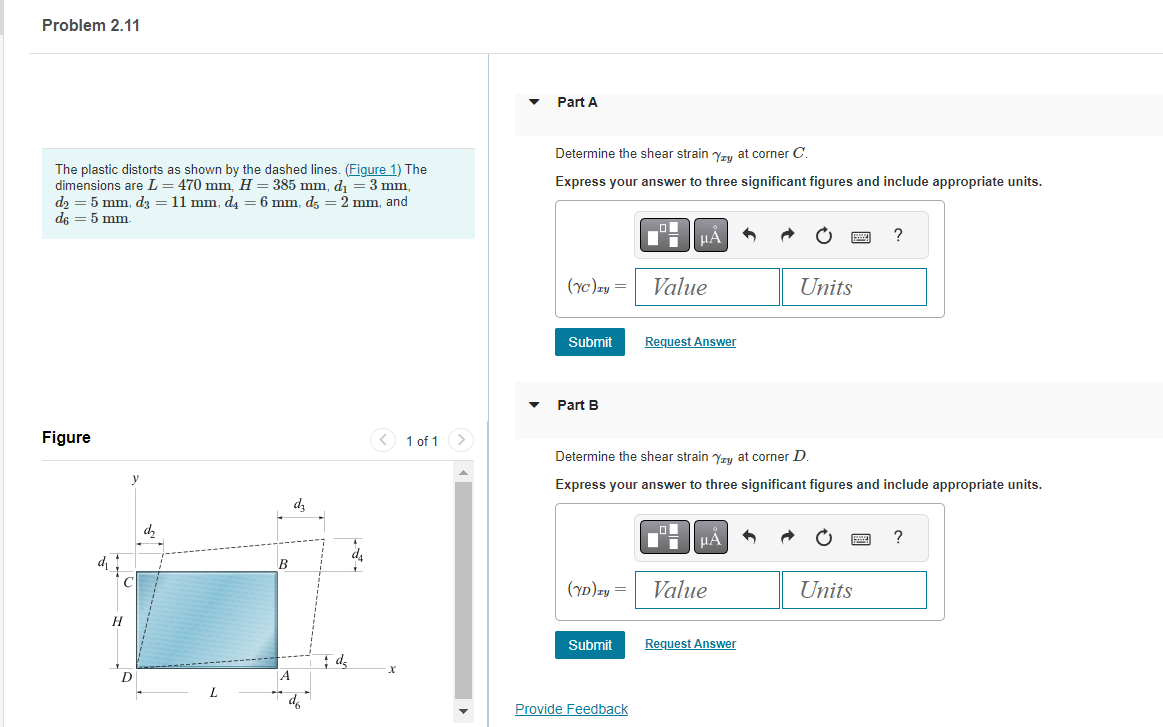 Solved The plastic distorts as shown by the dashed lines. | Chegg.com