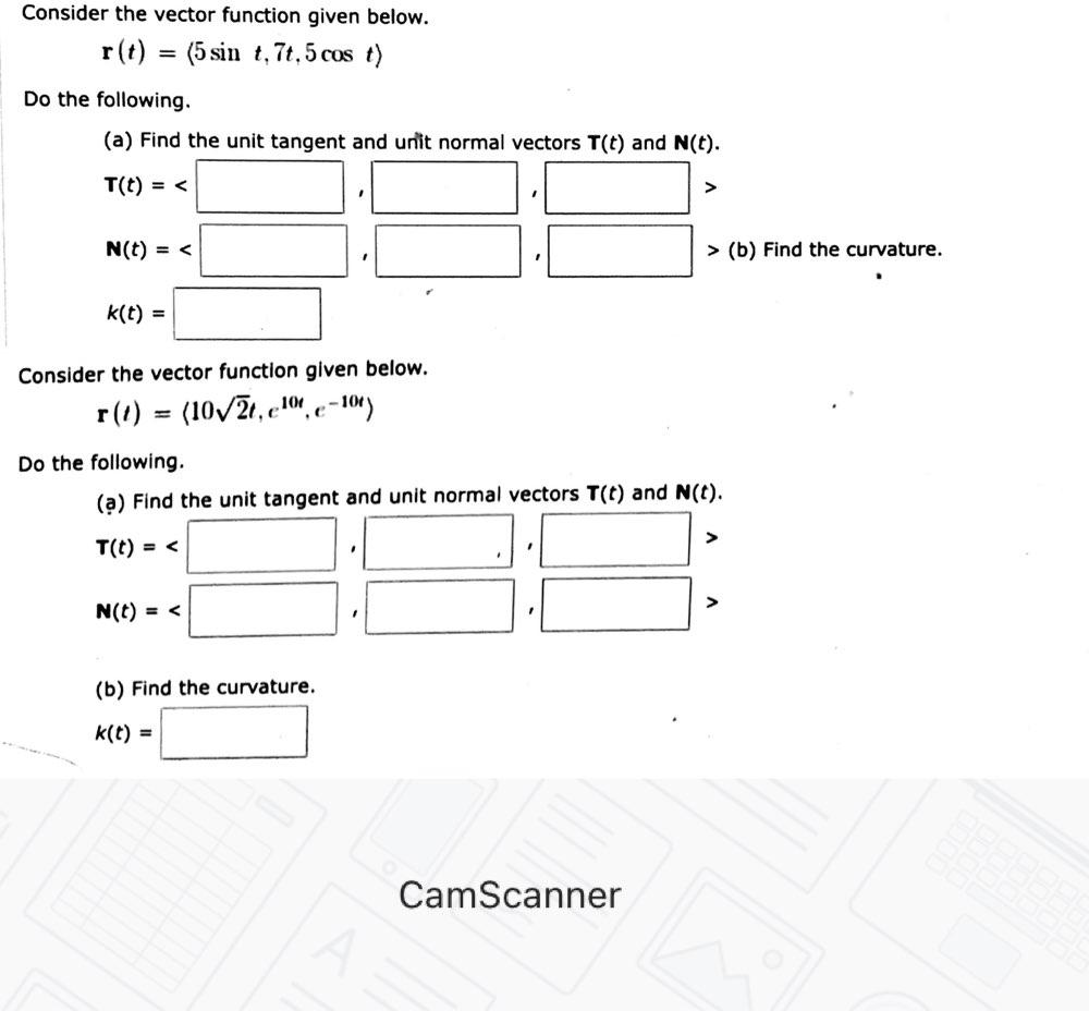 Solved Consider the vector function given below. r(t) = (5 | Chegg.com