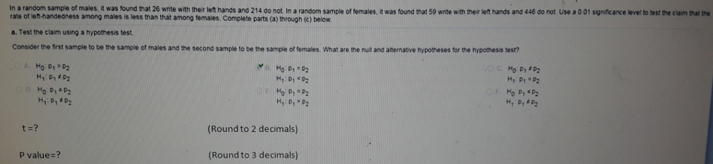 Solved In a random sample of males, it was found that 26 | Chegg.com