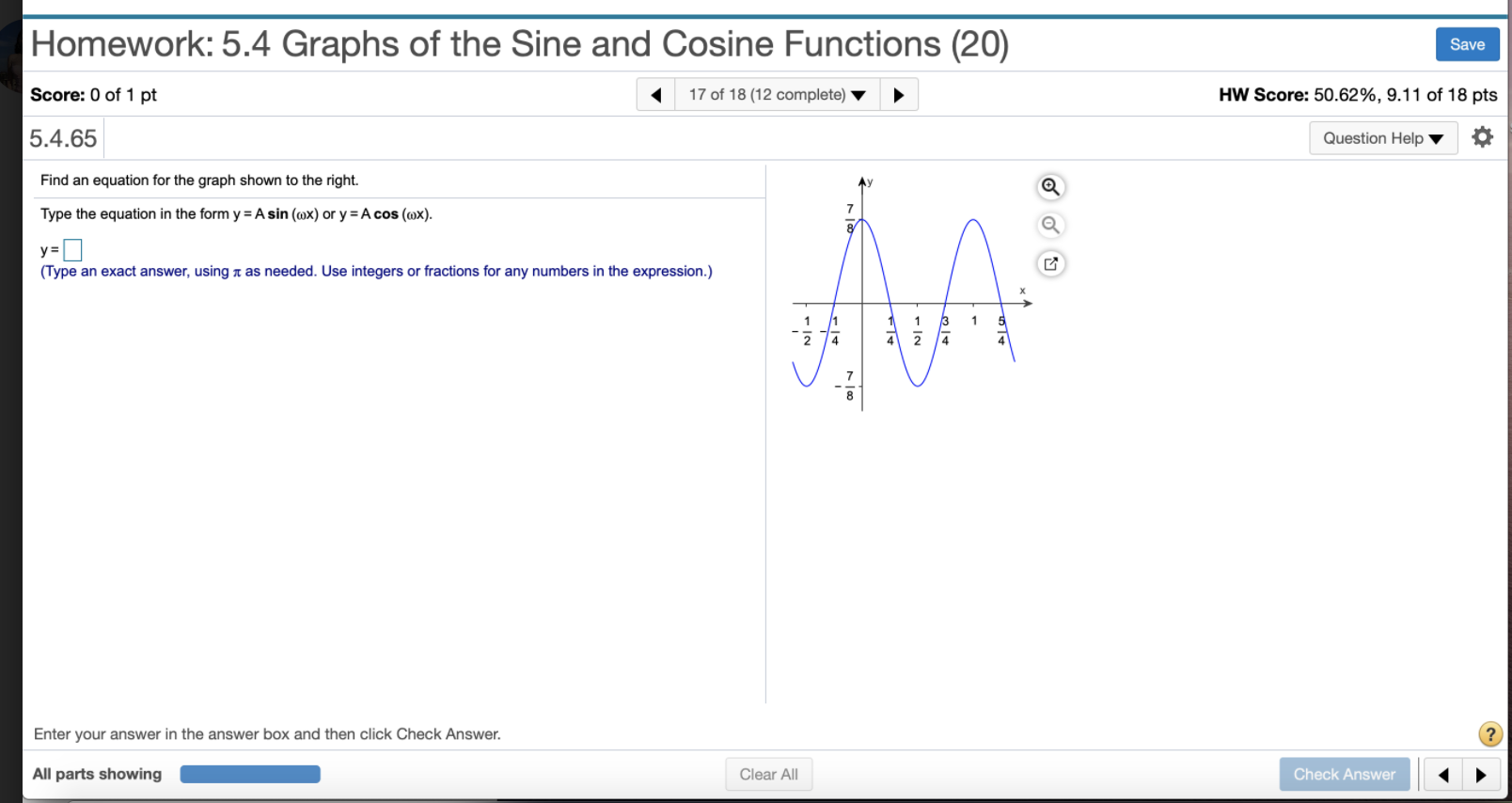 Solved Homework: 5.4 Graphs of the Sine and Cosine Functions | Chegg.com