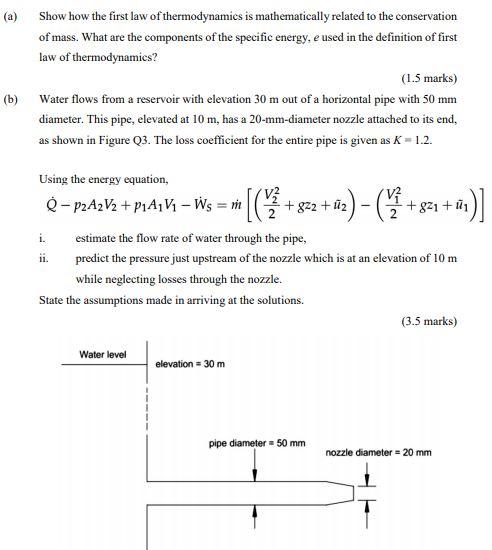 Solved (a) Show how the first law of thermodynamics is | Chegg.com