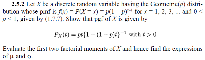 Solved 252 Let Xbe A Discrete Random Variable Having The