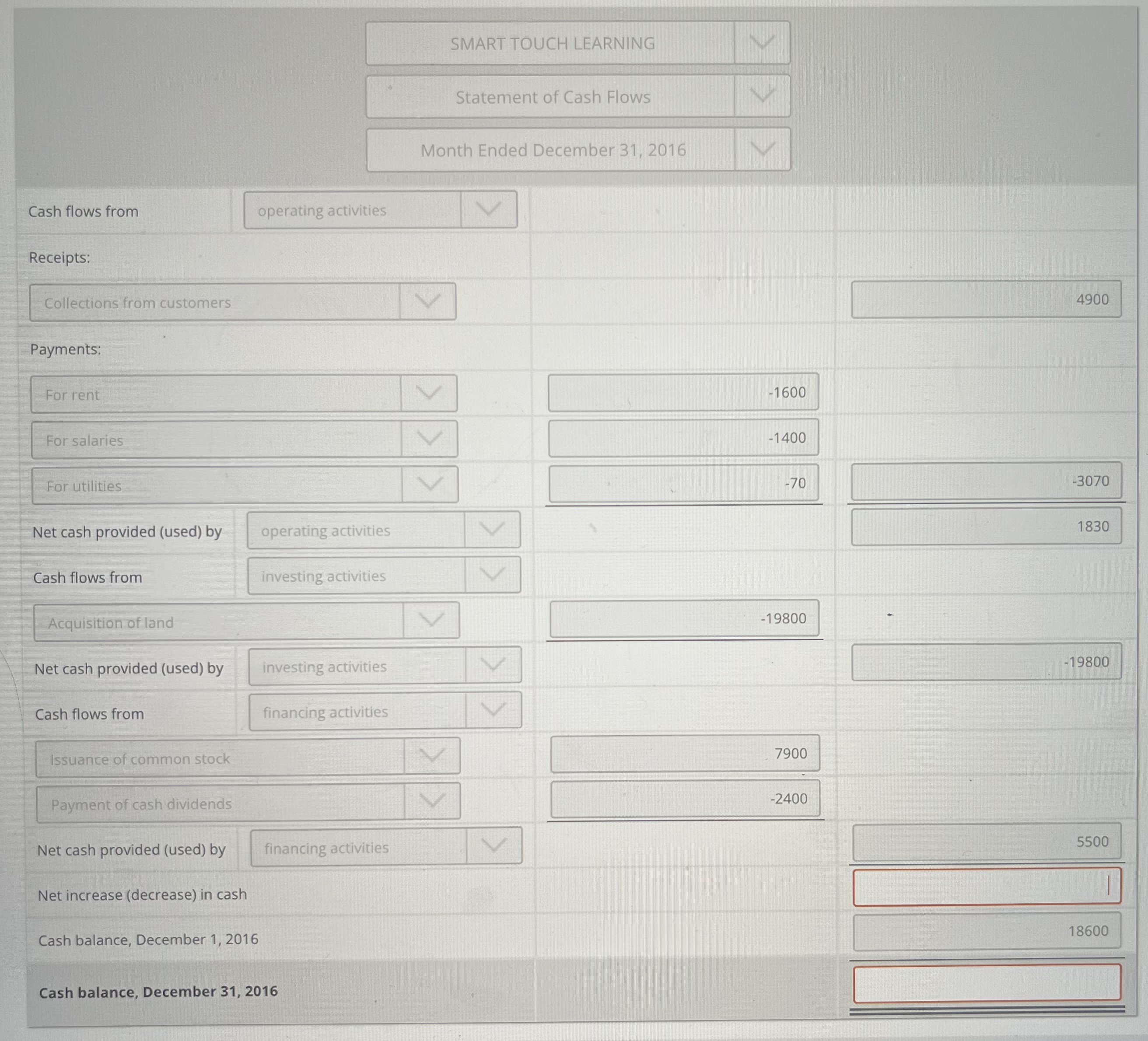 Solved Find The Net Increase Decrease In Cash And Cash Chegg
