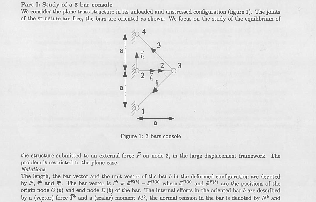 Part I: Study of a 3 bar console We consider the | Chegg.com
