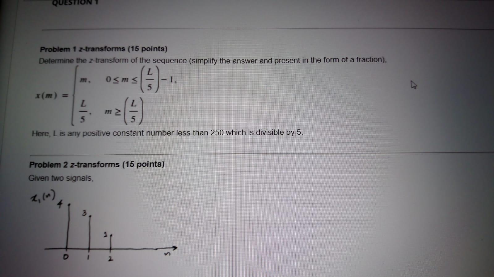 Solved Problem 1 z-transforms (15 points) Determine the | Chegg.com