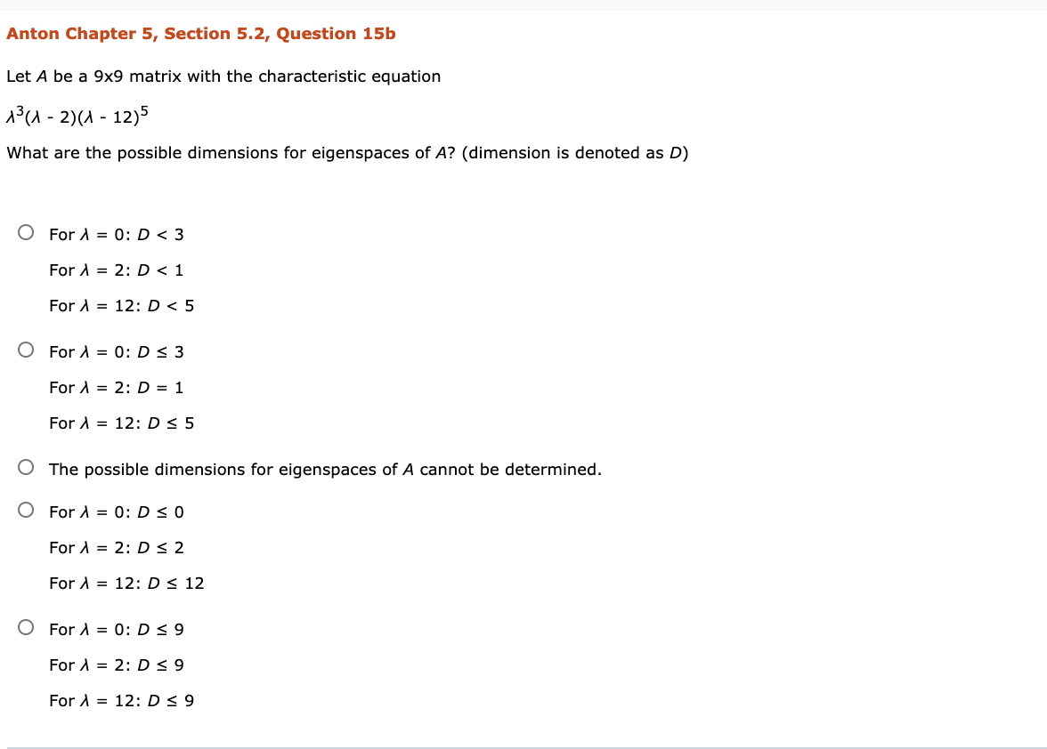 Solved Anton Chapter 5, Section 5.2, Question 15b Let A be a | Chegg.com