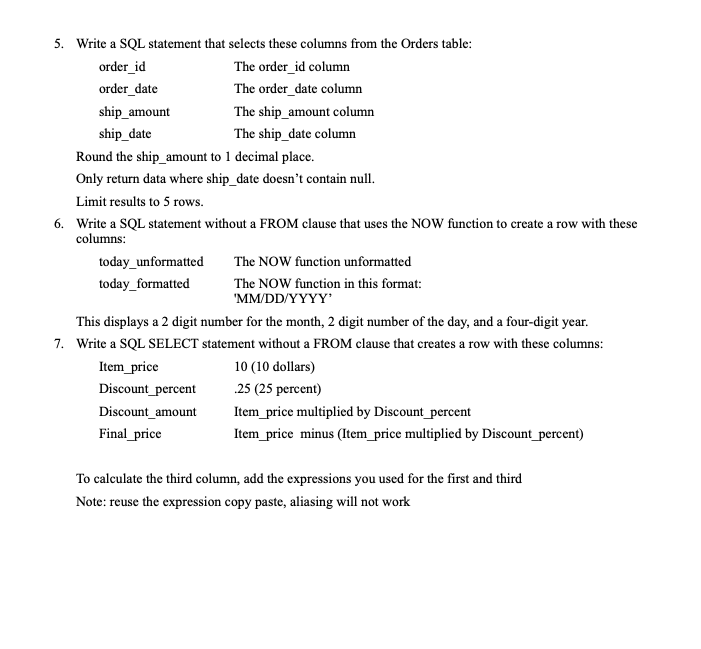 Solved 1. Write a SQL statement that selects from Products | Chegg.com
