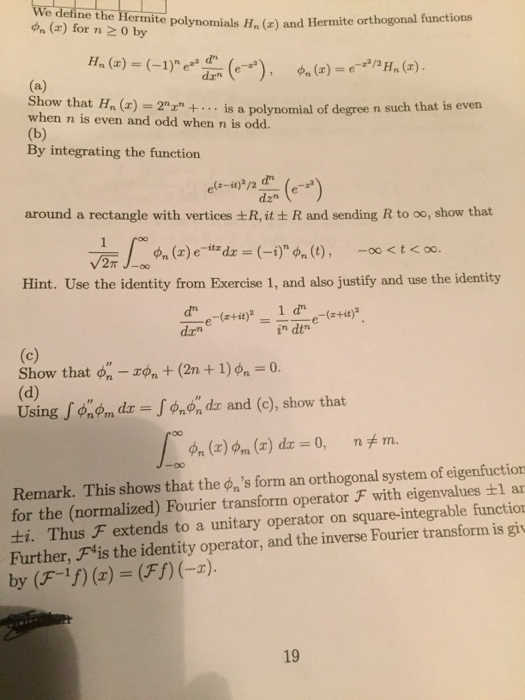 Solved e define the Hermite polynomials H, (r) and Herm (z) | Chegg.com