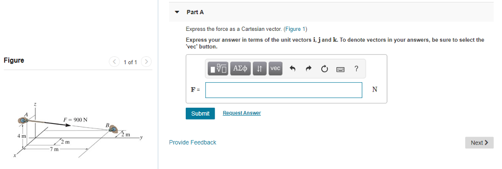 Solved Part Express the force as a Cartesian vector. (Figure | Chegg.com