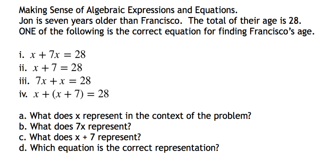 Solved Making Sense of Algebraic Expressions and Equations. | Chegg.com