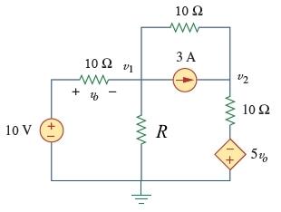 Solved In the circuit given below, R = 19 Ω. Determine v1 | Chegg.com