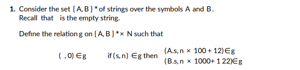 1. Consider the set {A, B} * of strings over the | Chegg.com