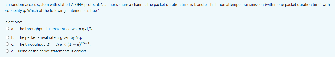 Solved In a random access system with slotted ALOHA | Chegg.com