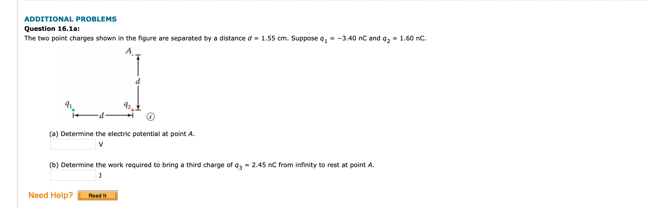 Solved ADDITIONAL PROBLEMS Question 16.1a: The two point | Chegg.com