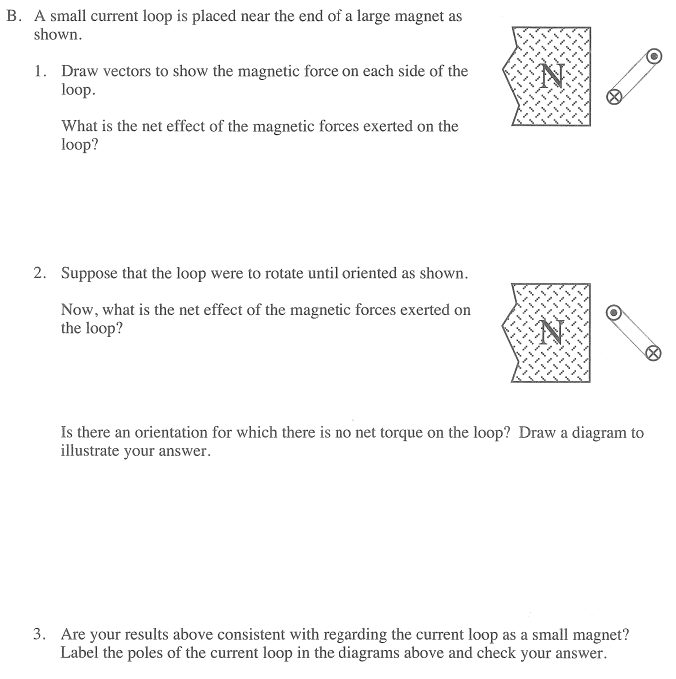 Solved B. A small current loop is placed near the end of a | Chegg.com
