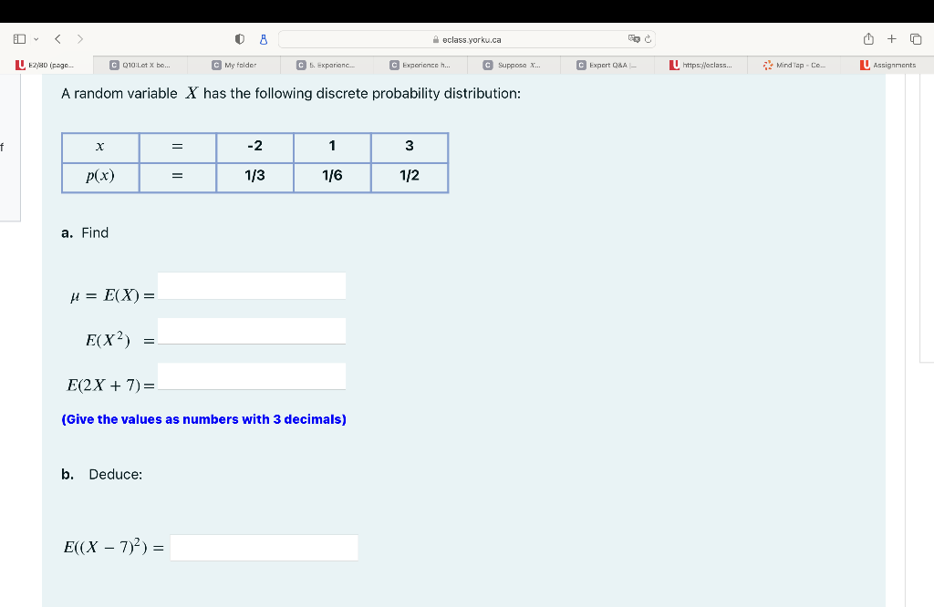 Solved A random variable X has the following discrete | Chegg.com