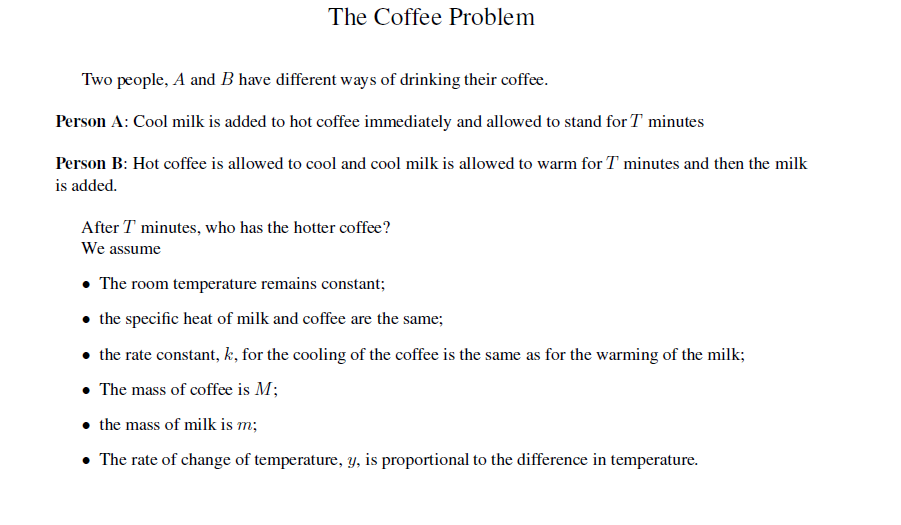 Solved The Coffee Problem Two people, A and B have different | Chegg.com