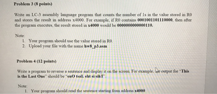 Solved Problem 3 (8 points) Write an LC-3 assembly language | Chegg.com