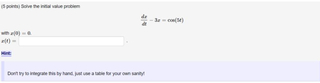 Solved 5 Points Solve The Initial Value Problem Da Dt 3x 5703