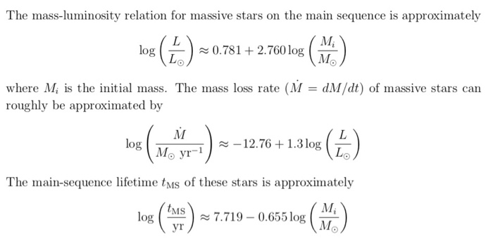 Solved The mass-luminosity relation for massive stars on the | Chegg.com