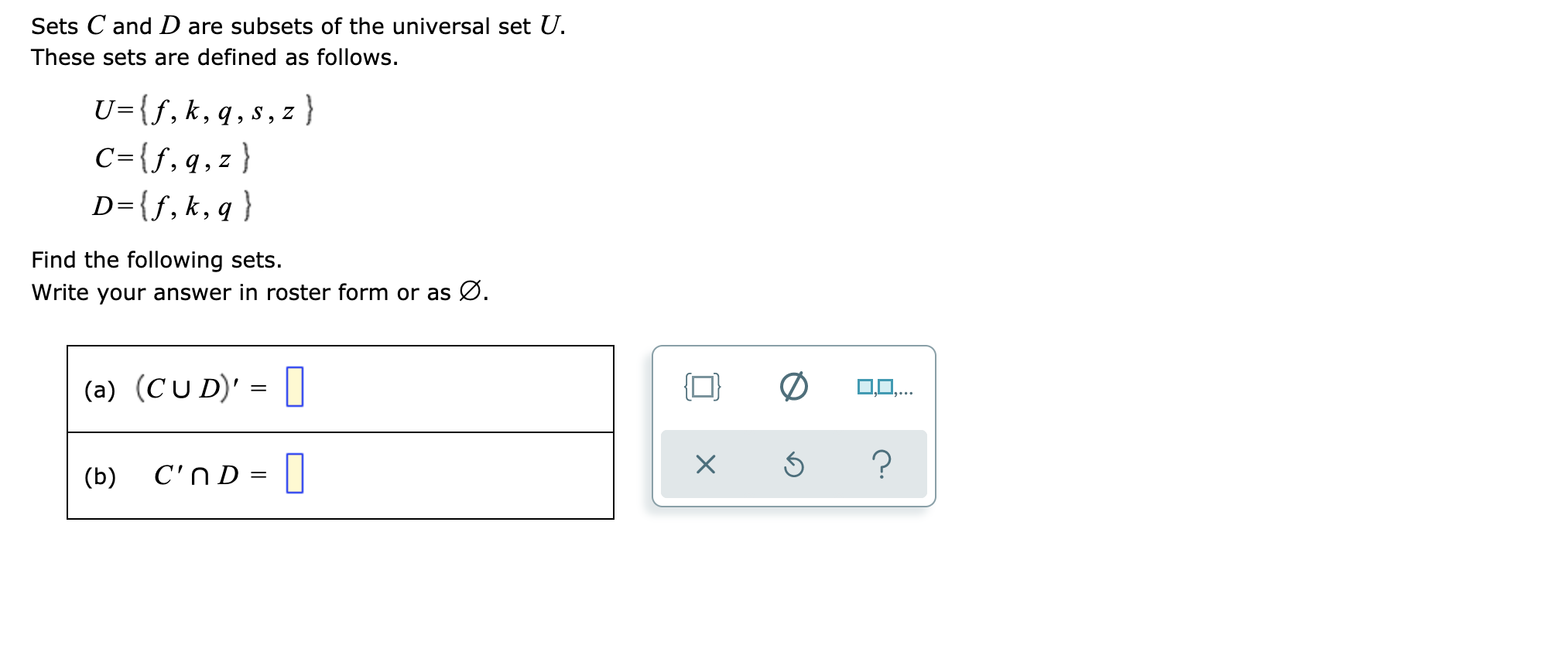 Solved Sets C and D are subsets of the universal set U. | Chegg.com
