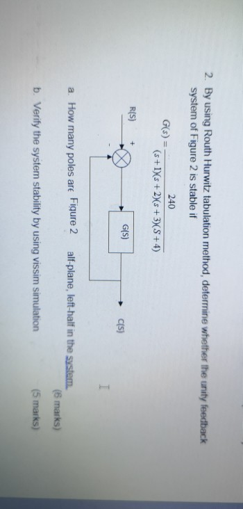Solved 2. By using Routh Hurwitz tabulation method, | Chegg.com