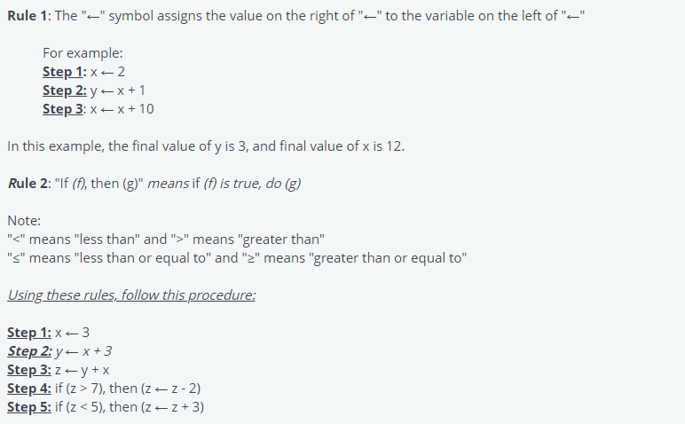 Solved Rule 1: The "←" symbol assigns the value on the right | Chegg.com