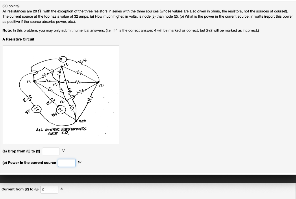 Solved use 20 ohms for the blank resistors not 1. None of | Chegg.com