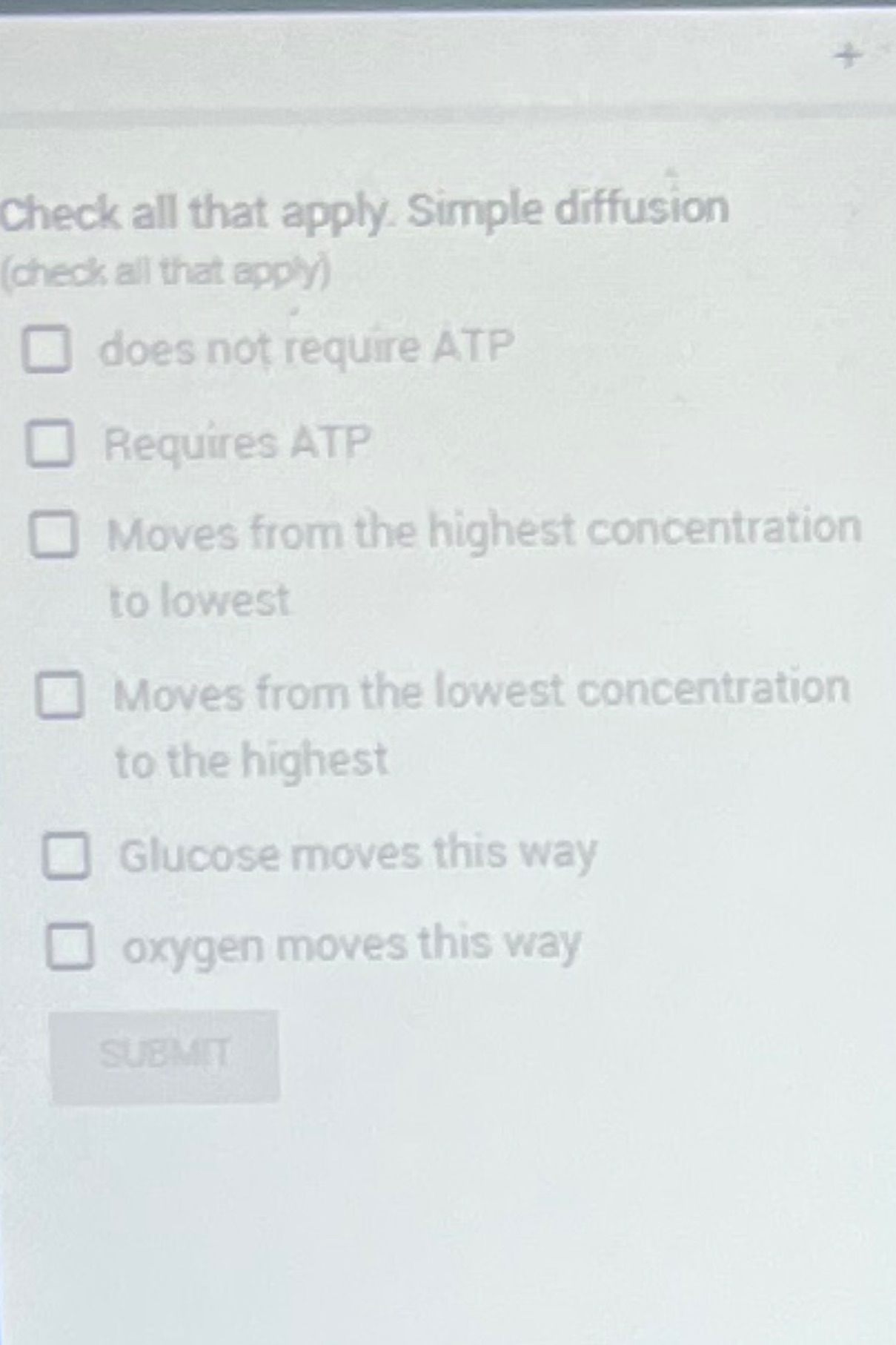 Solved Check all that apply. Simple diffusion(check all that | Chegg.com