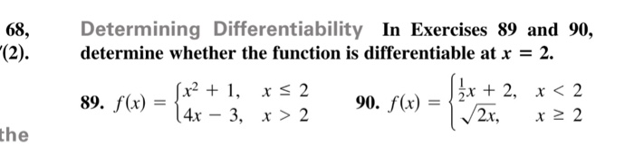 Solved 68, (2) Determining Differentiability In Exercises 89 | Chegg.com