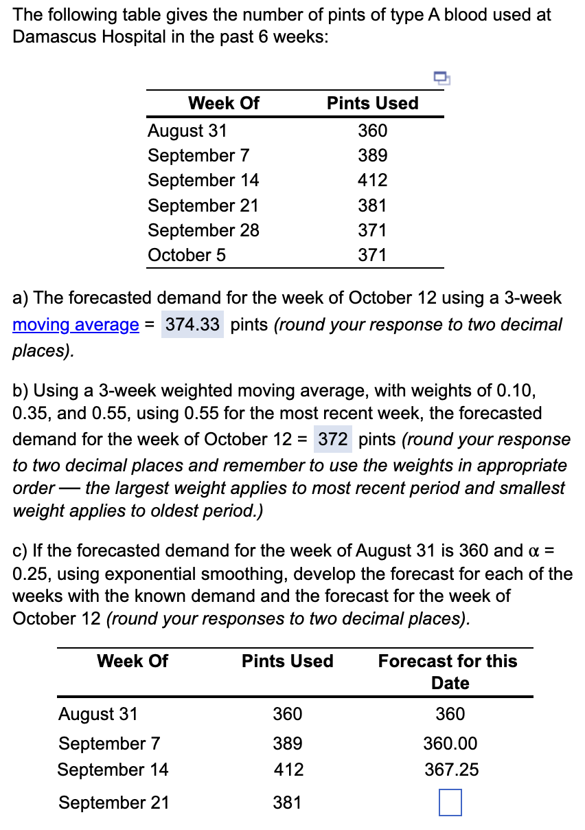Solved The following table gives the number of pints of type | Chegg.com